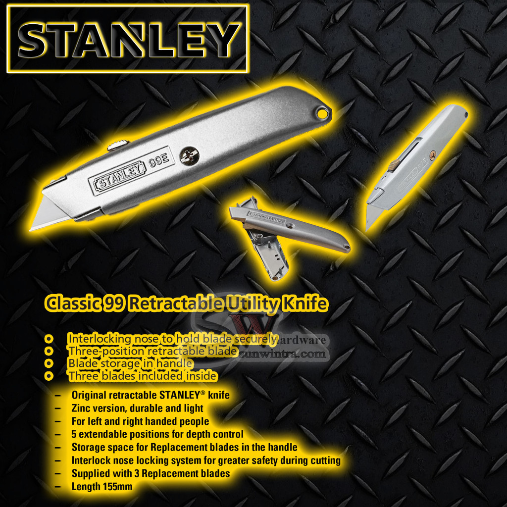 STANLEY CLASSIC 99 RETRACTABLE UTILITY KNIFE 10-099 10099 with Extra 2 ...