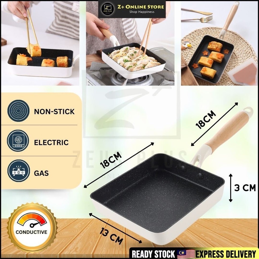 ZPLUS Japan Omelette Square Pan Non-Stick Tamago Frying Pan Silicone ...