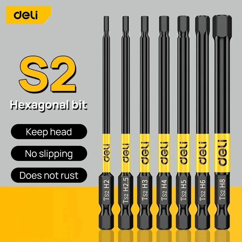 Deli Hex Shank Head Allen Wrench Screwdriver Socket Bit Metric Magnetic ...