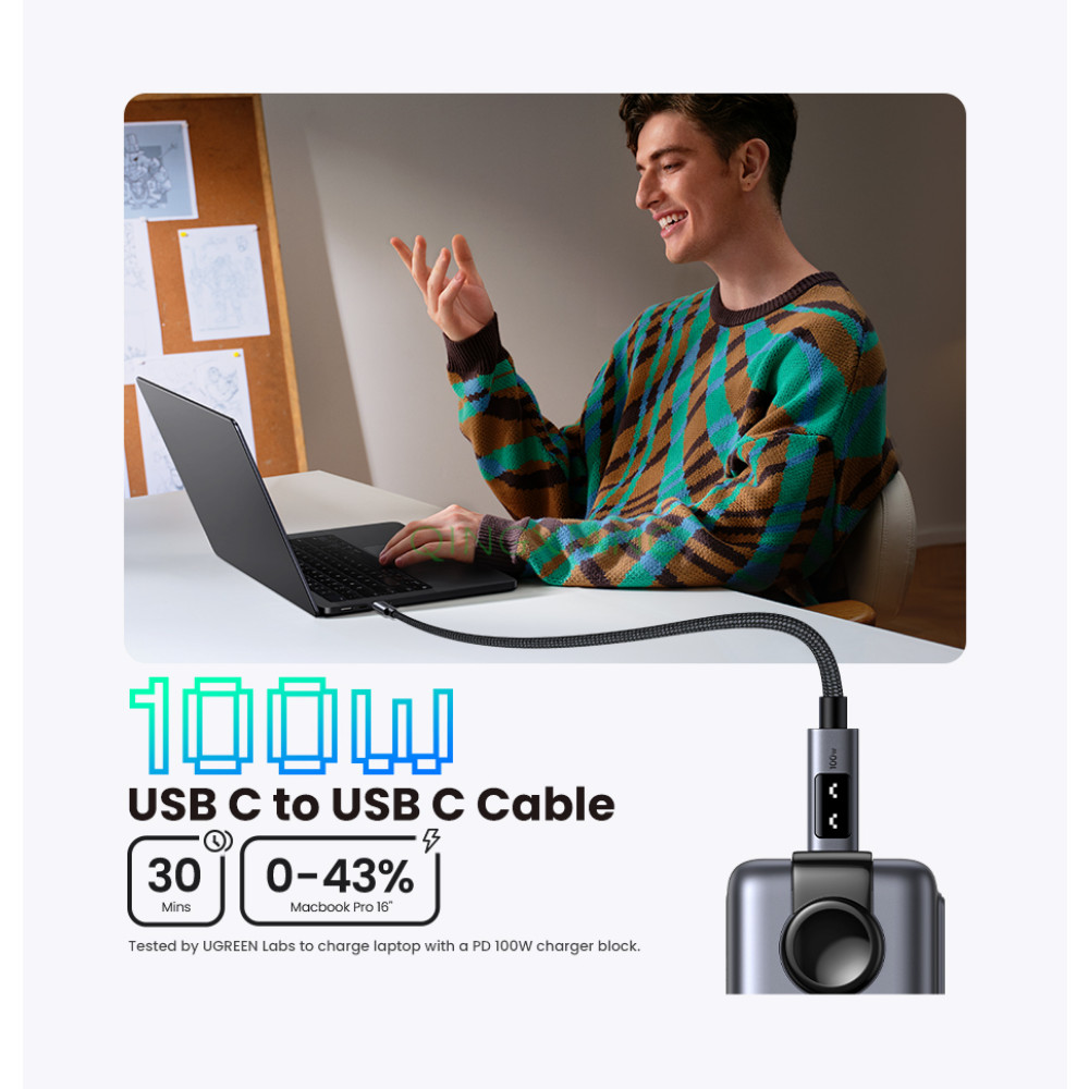UGREEN UNO PD100W Fast Charge USB C Cable Type C to Type C Data Cord ...