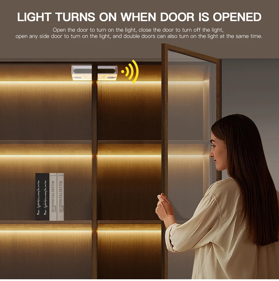 Smart Door Proximity Sensor Control LED Under Cabinet Lights 12V COB ...