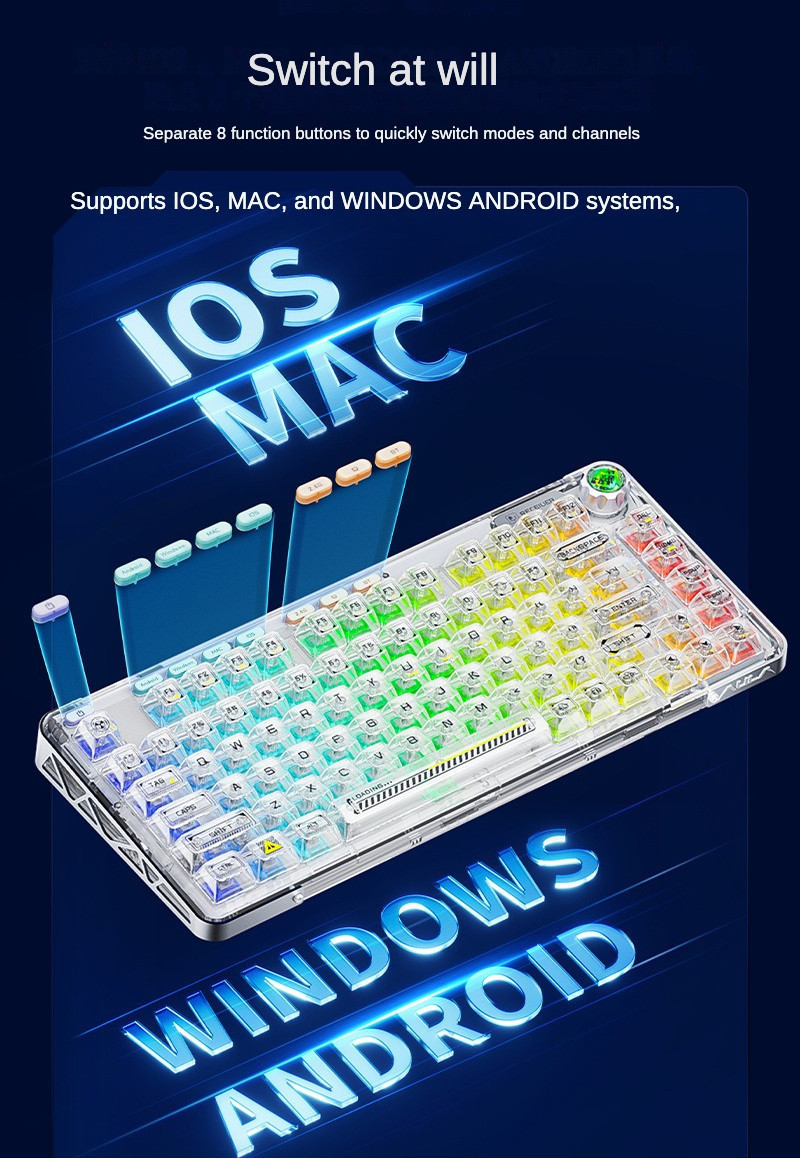 AULA F81 Customized Bluetooth Wireless Wired RGB Game Mechanical Game ...