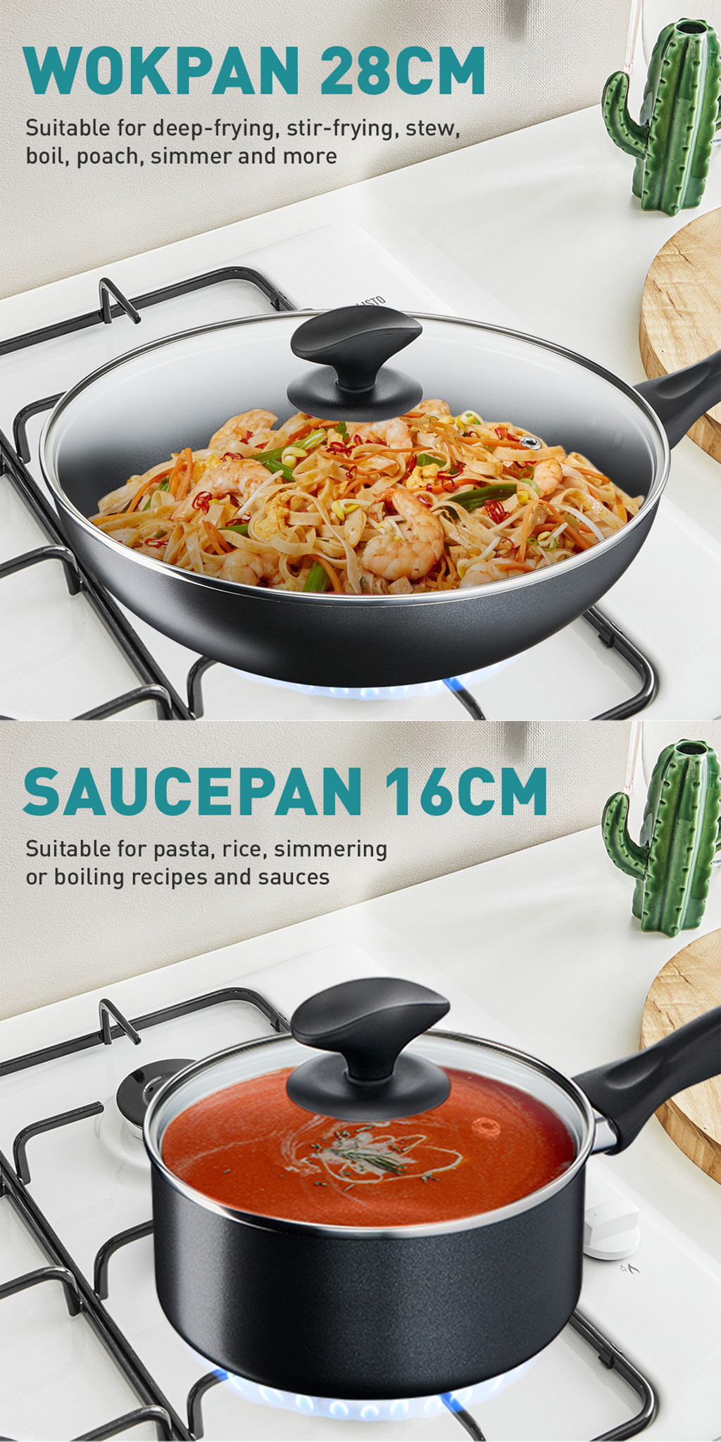 Tefal Cook & Clean Series All Hobs Induction Saucepan + Wokpan B225S405 B225S4 B225S | Shopee ...