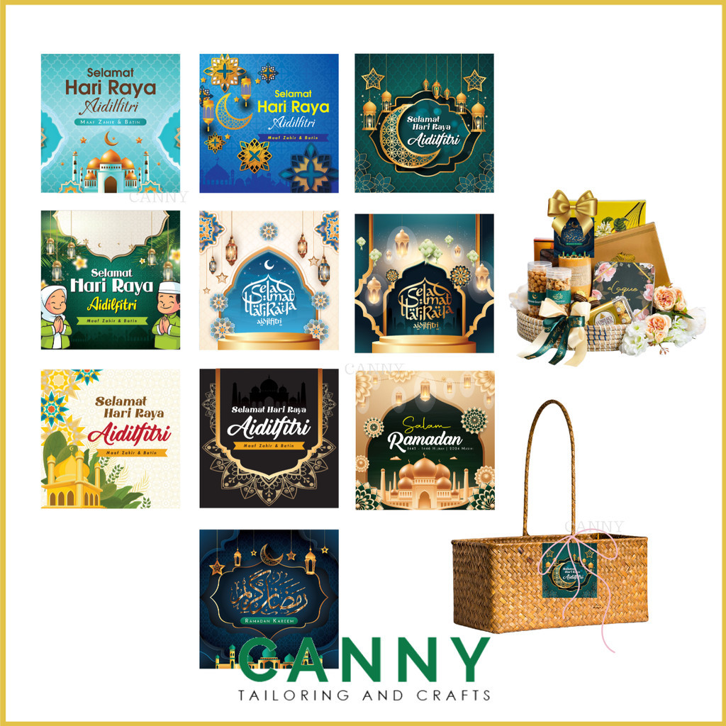 10pcs HARI RAYA KAD UNTUK HAMPER EMPAT SEGI/KAD TAG GIFT BOX / FRONT ...