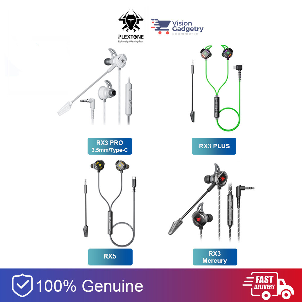 Plextone Xmowi RX5 RX3 Plus Pro Cyberpunk Mercury Gaming Earphone Headset In-ear Earbud ...