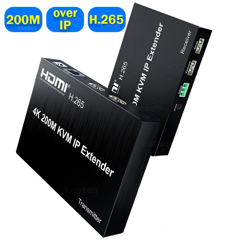 4K 200M HDMI IP KVM Extender over Cat5e/6 HDMI KVM Matrix Extender with ...