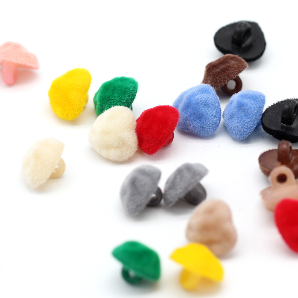 10Pcs/set 12mm Colorful Flocking Heart Pearl Buttons for Clothing Cute ...