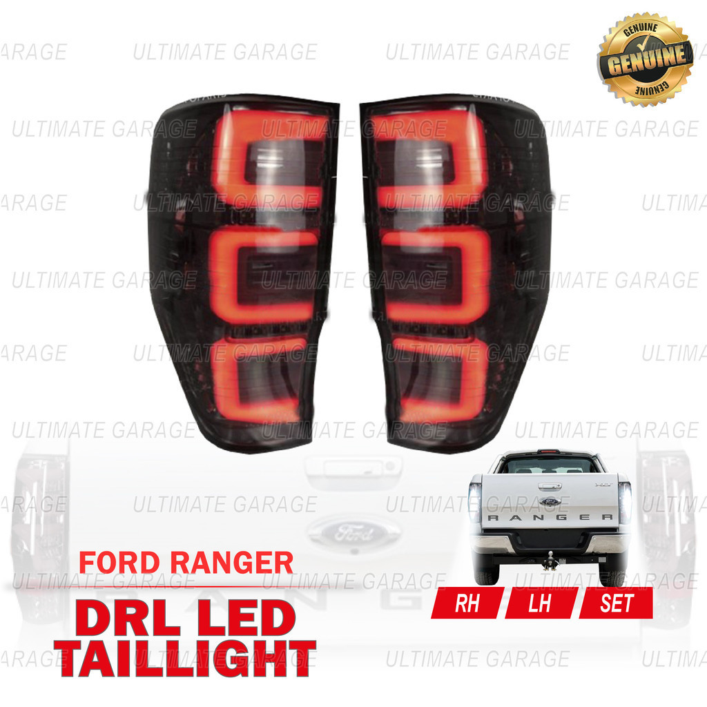 FORD RANGER T6 T7 2011 - 2019 DRL LED SMOKE BLACK AND RED TAIL LIGHT ...