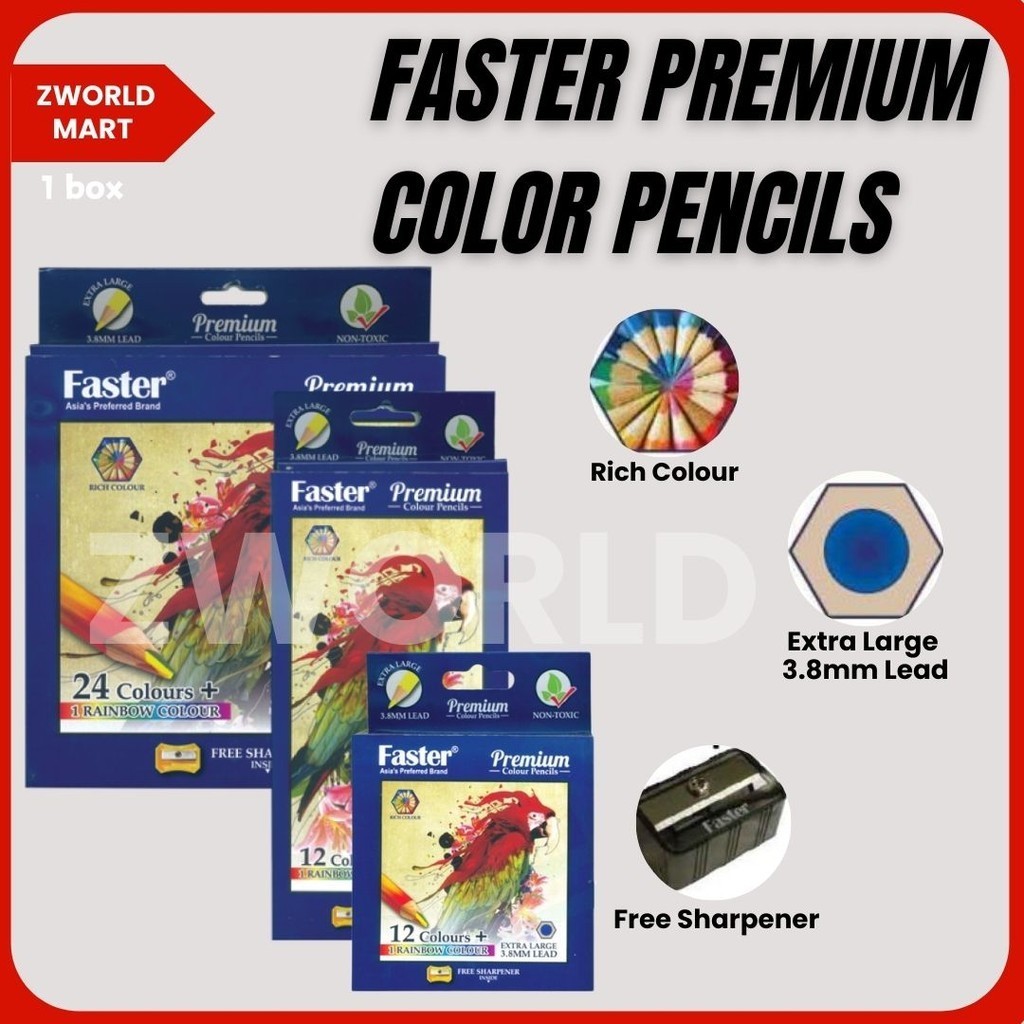 Faster Premium Color Pencils Short/ Long | Shopee Malaysia