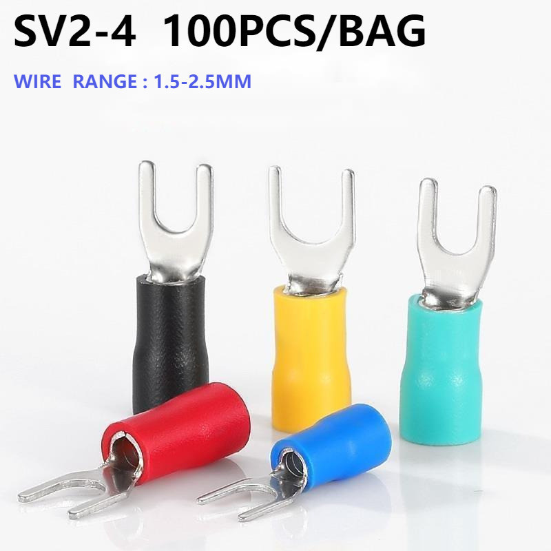 100 PCS SV2-4 Crimp cable termination connector, pre-insulated wire ...