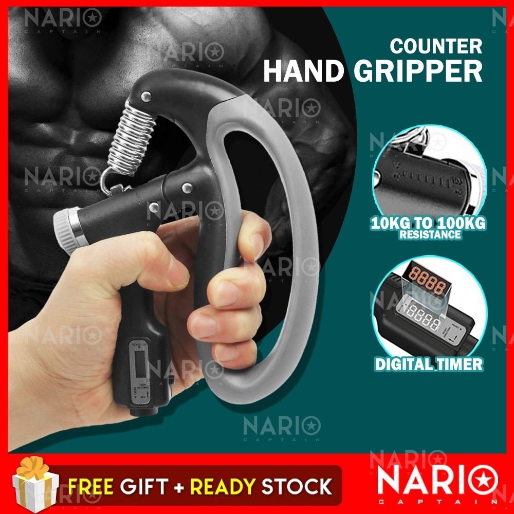 NARIO 10-100KG Adjustable Hand Grip Counter Wrist Arm Finger Forearm ...