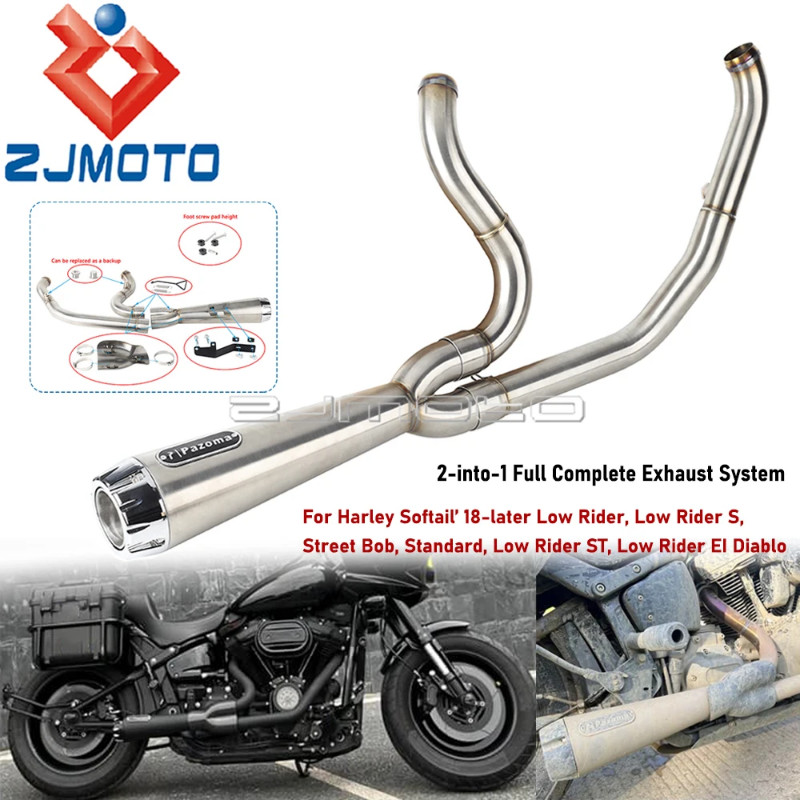 1 Set Complete Exhaust Muffler Pipes 2-into-1 Full Exhaust System For ...