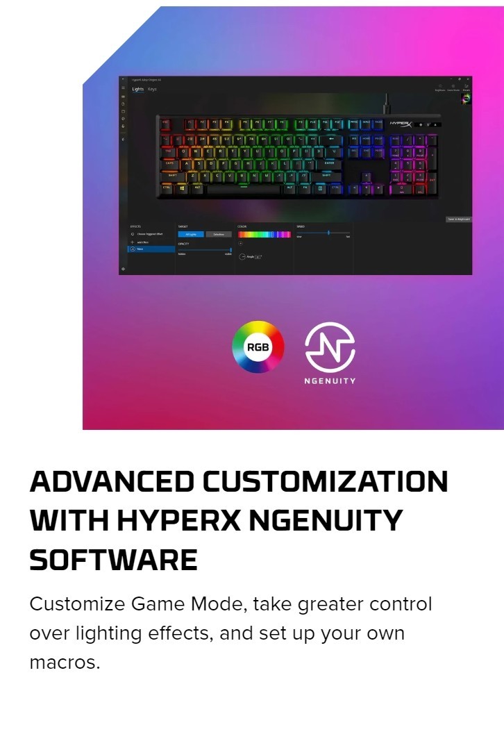 HyperX Alloy Origins PBT Mechanical Gaming Keyboard Wired Full Size RGB ...