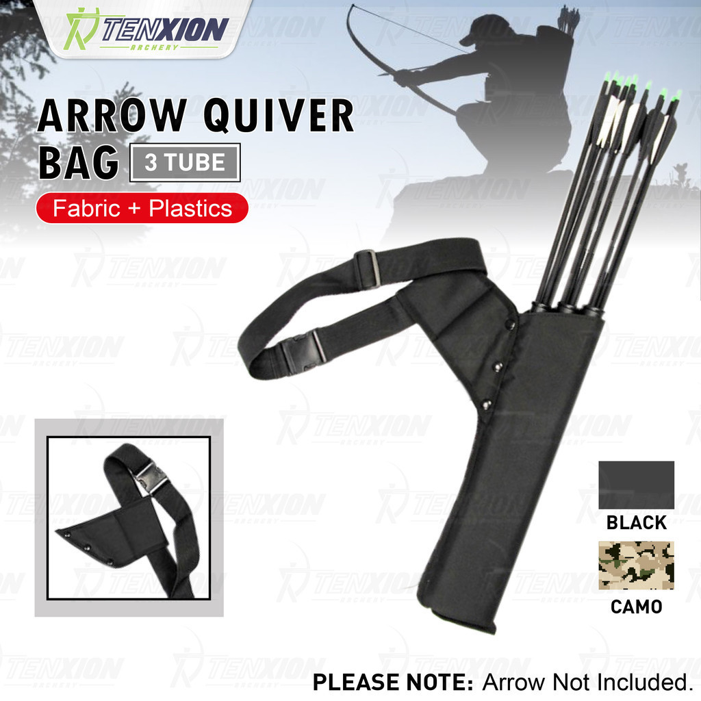 TenXion Archery Arrow Quiver Bag 3 Tube Portable Hanging Bag Busur Anak ...