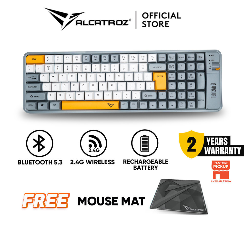 Alcatroz Tetriz Air 3 Bluetooth 5.3 Dual Mode 99 Key Wireless Keyboard ...