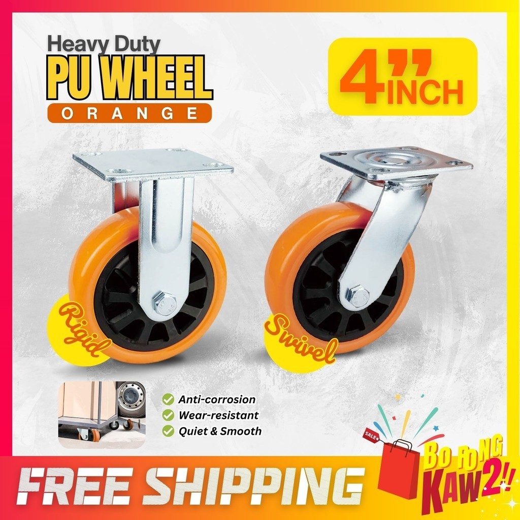 Industrial Professional Heavy Duty Caster 4 in / 100mm PU Wheel Swivel ...
