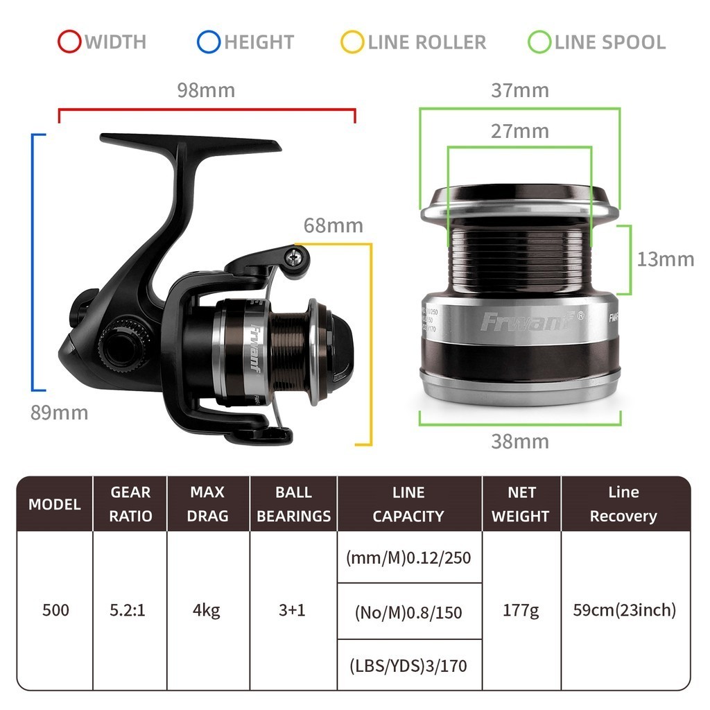AF500 Mini Spinning Reel 500 Series Full Metal Spool Small Fishing Reel ...