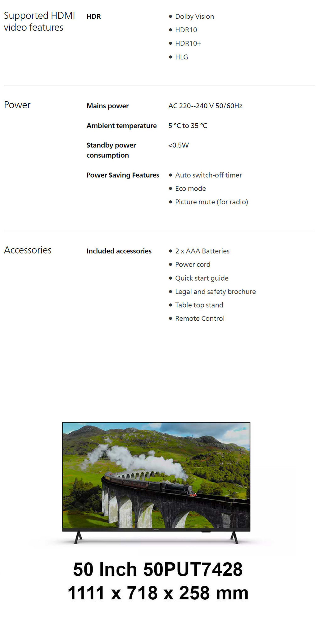 Philips 50 Inch 4K Ultra HD HDR Google TV 50PUT7428/68 50PUT7428 ...