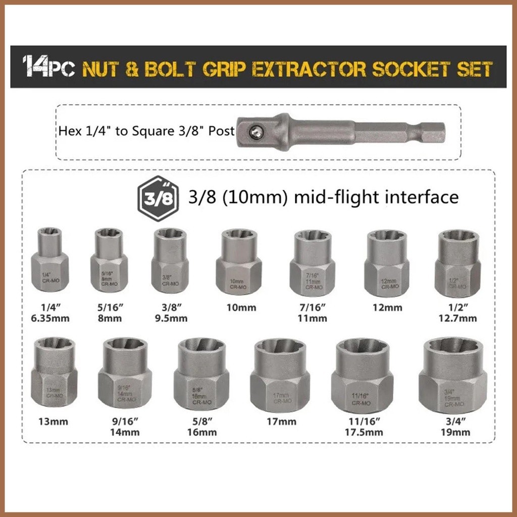 Broken Nut Remover Broken Bolt Tool Bolt Extractor Socket Set For Home ...