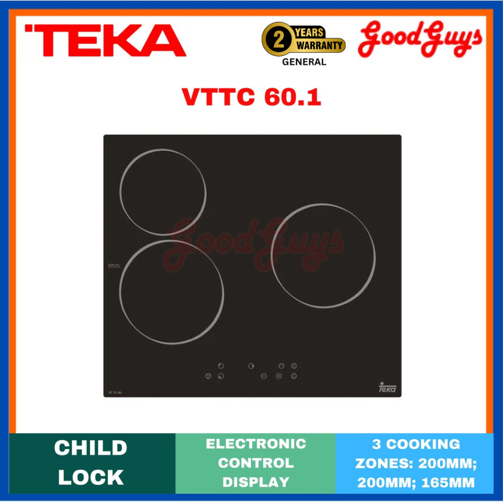 TEKA VTTC 60.1 Ceramic Hob with Aluminium Frame and Touch Control Panel ...