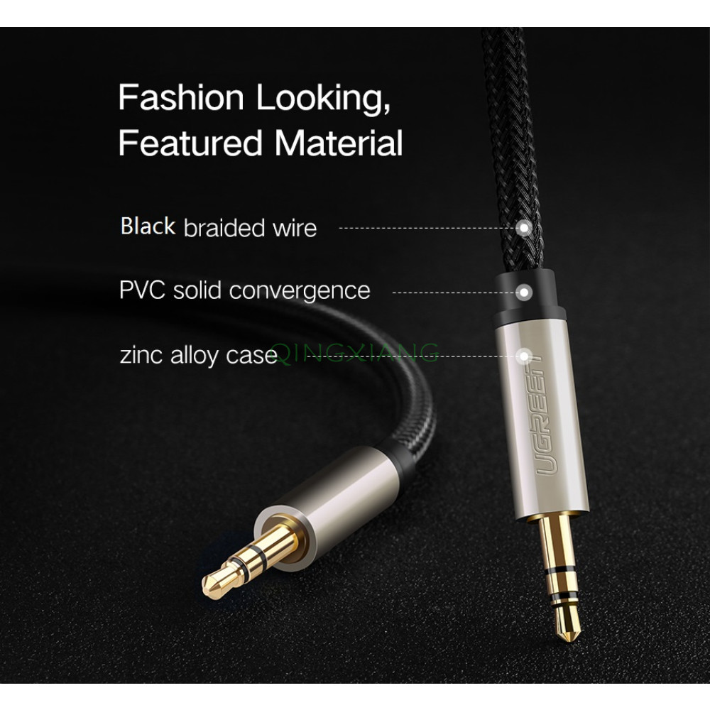 Ugreen AUX Audio Cable Black Weaving Jack 3.5mm To 3.5 Car Line For ...