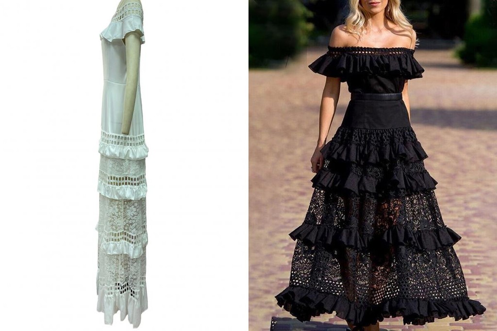 DPA Women Maxi Dress Off-shoulder Dress Boho Floral Embroidered Off ...