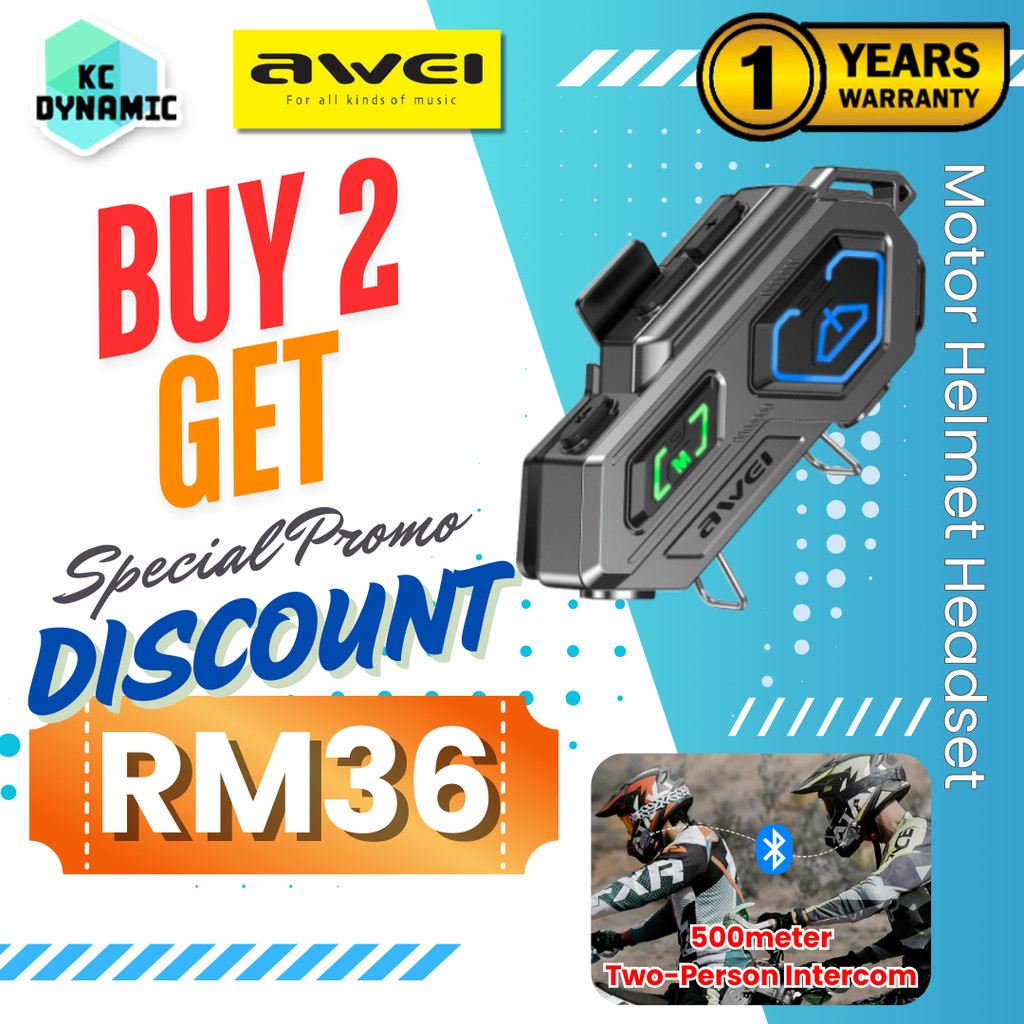 Awei VS-6 Motor Helmet Wireless Headset Motor Headset Motor Intercom ...