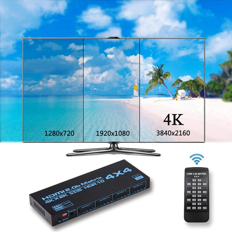 HDMI Matrix 4X4 4K60Hz HDMI2.0 Matrix 4 in 4 Out Switch 4x4 HDMI Matrix ...