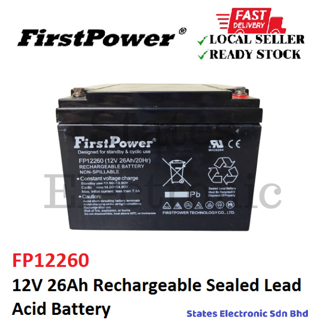 Genuine FirstPower 12V 26Ah Rechargeable Sealed Lead Acid Battery ...