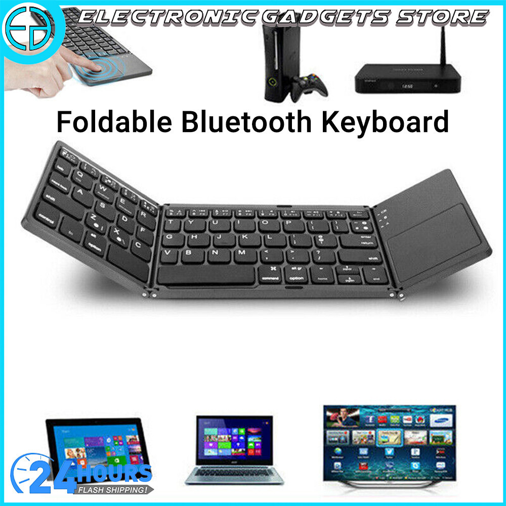 Foldable Bluetooth Keyboard QWERTY Touchpad USB Charging Wireless ...