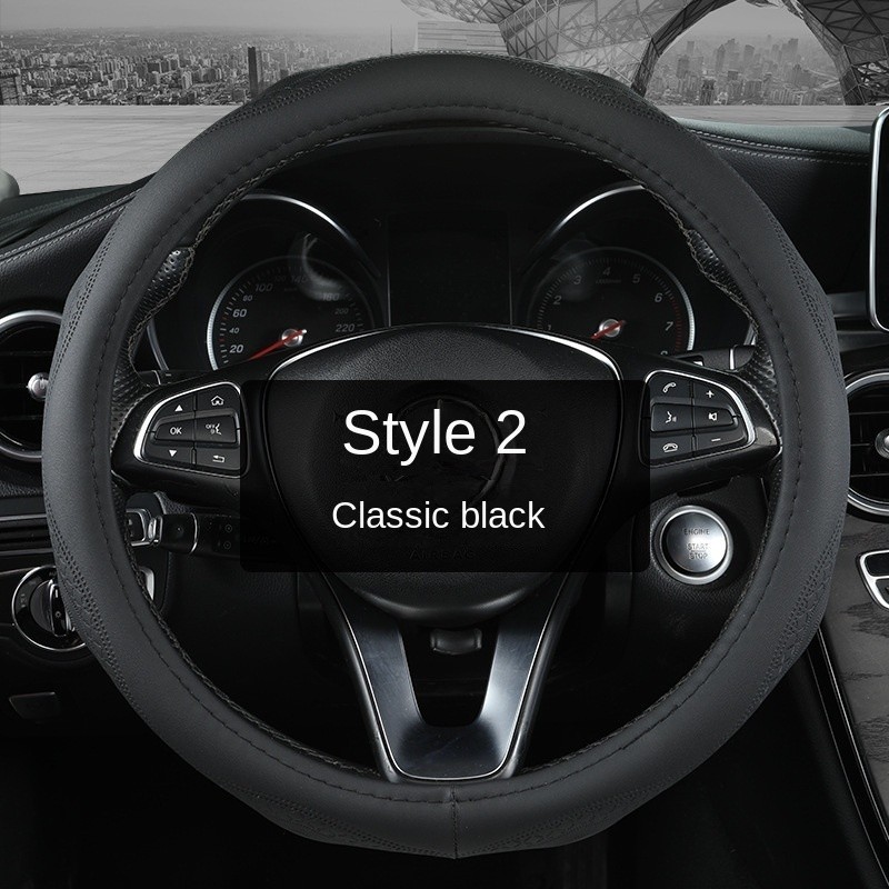 Simple Leather UV Resistant Waterproof Car Steering Wheel Cover ...