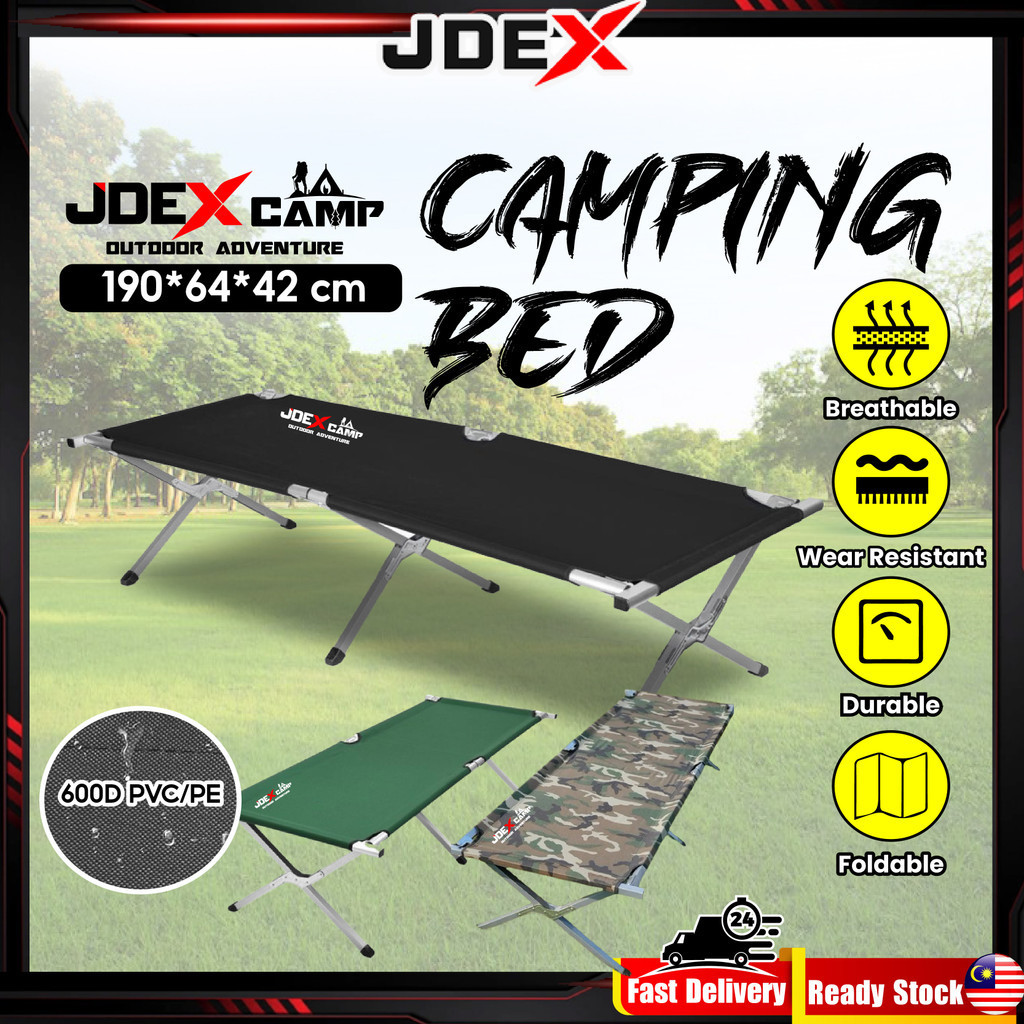 JDEX Camping Bed Single Camp Bed 190*64*42CM Katil Lipat camping camp cot Heavy Duty 150KG ...