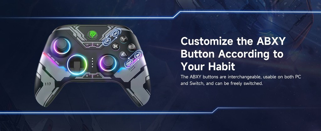 EasySMX X15 Gamepad Game Controller with Hall Joystick & Trigger Bluetooth + Wired + 2.4G ...