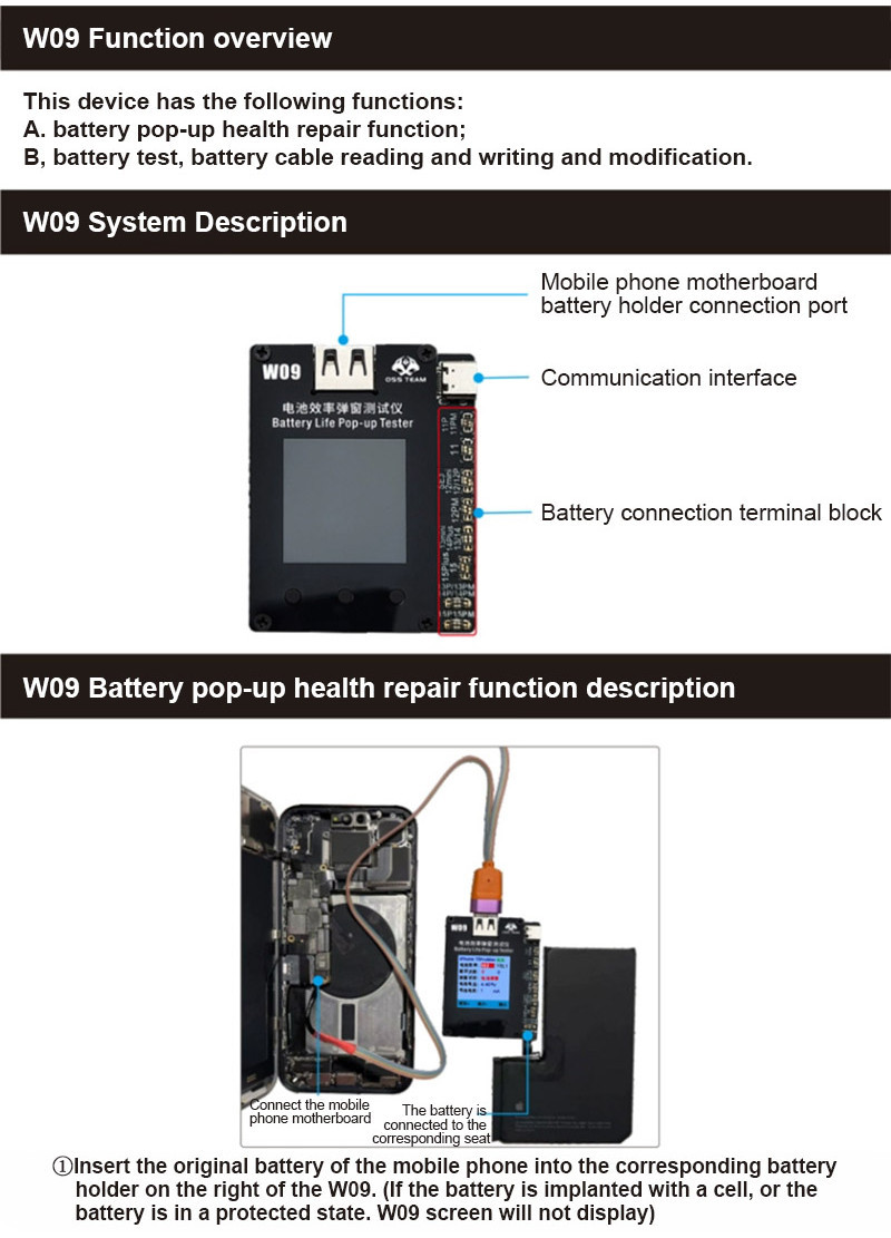 OSS W09 Pro V3 Battery Efficiency Pop up Tester Mobile Phone 11 - 15 ...