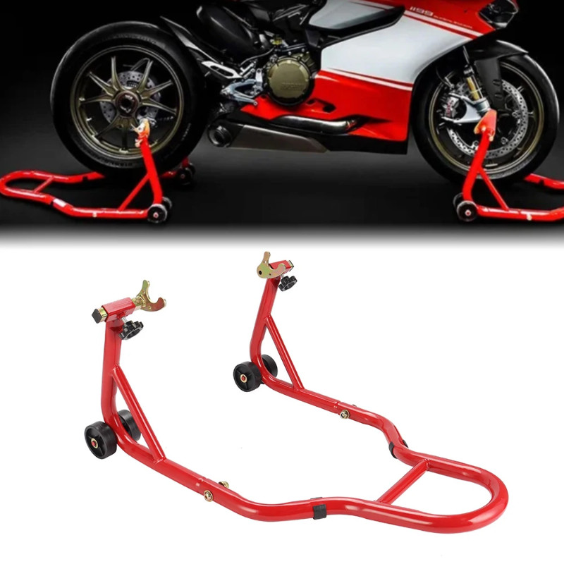 Universal Motorcycle Black/Red Full Set Rear Wheel Support Stand Wheel ...