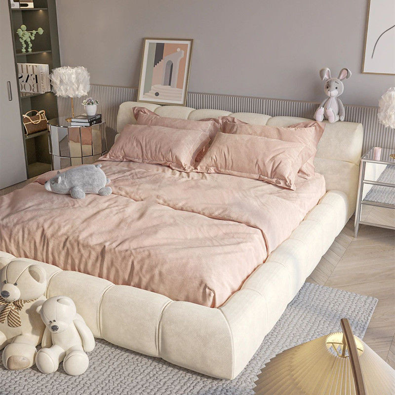 Wandering Life ins Cream Style Puff Bed Double Influencer Master Bed Large Bed Modern Simple ...