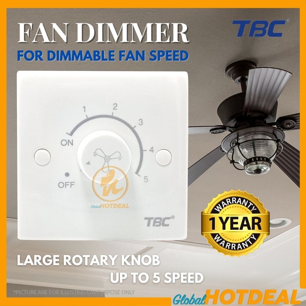 TBC 5 Speed Fan Speed Variable Switch Fan Dimmer Fan Regulator Fits All ...