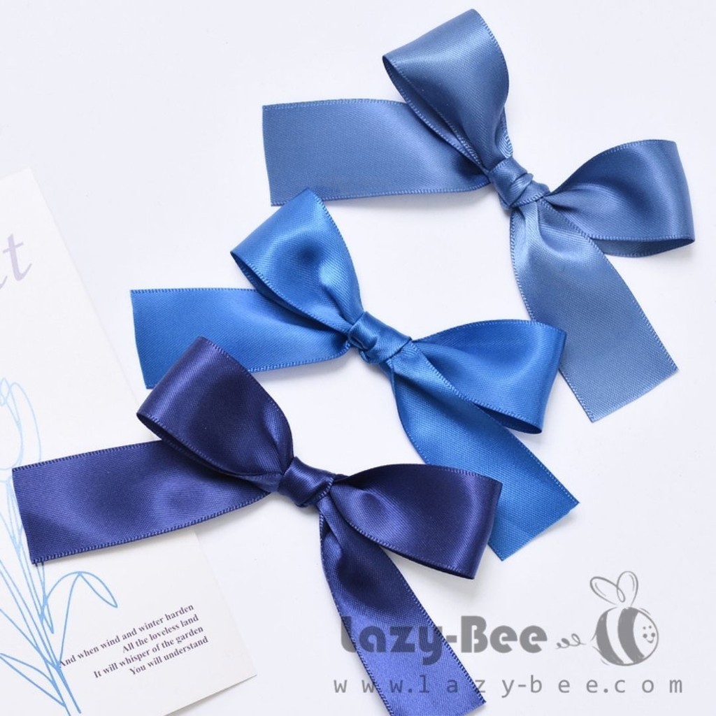 BLUE BIRU 2.5cm 3.8cm 5cm Premium Double Face Satin Ribbon Craft ...