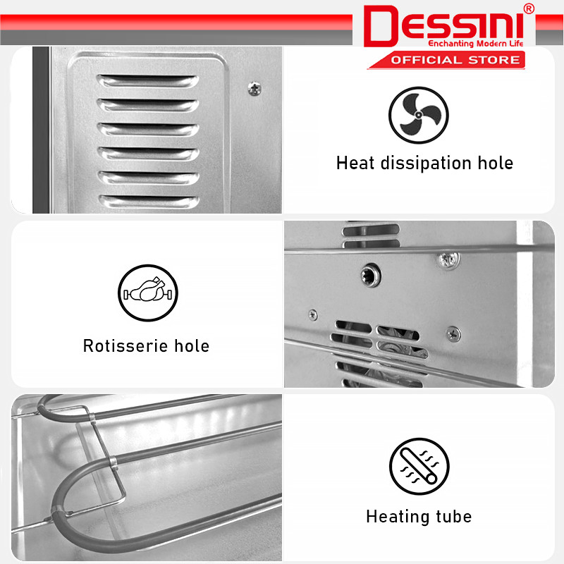 DESSINI ITALY 100L Electric Rotisserie Oven Convection Hot Air Fryer ...