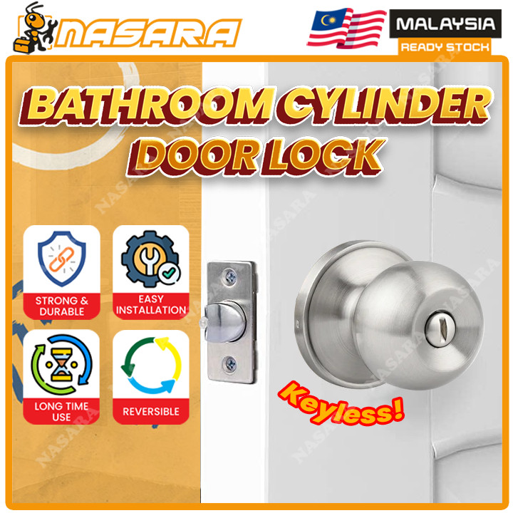 Nasara Cylinder Door Lock Set Cylindrical Knob Lock Keyless For ...