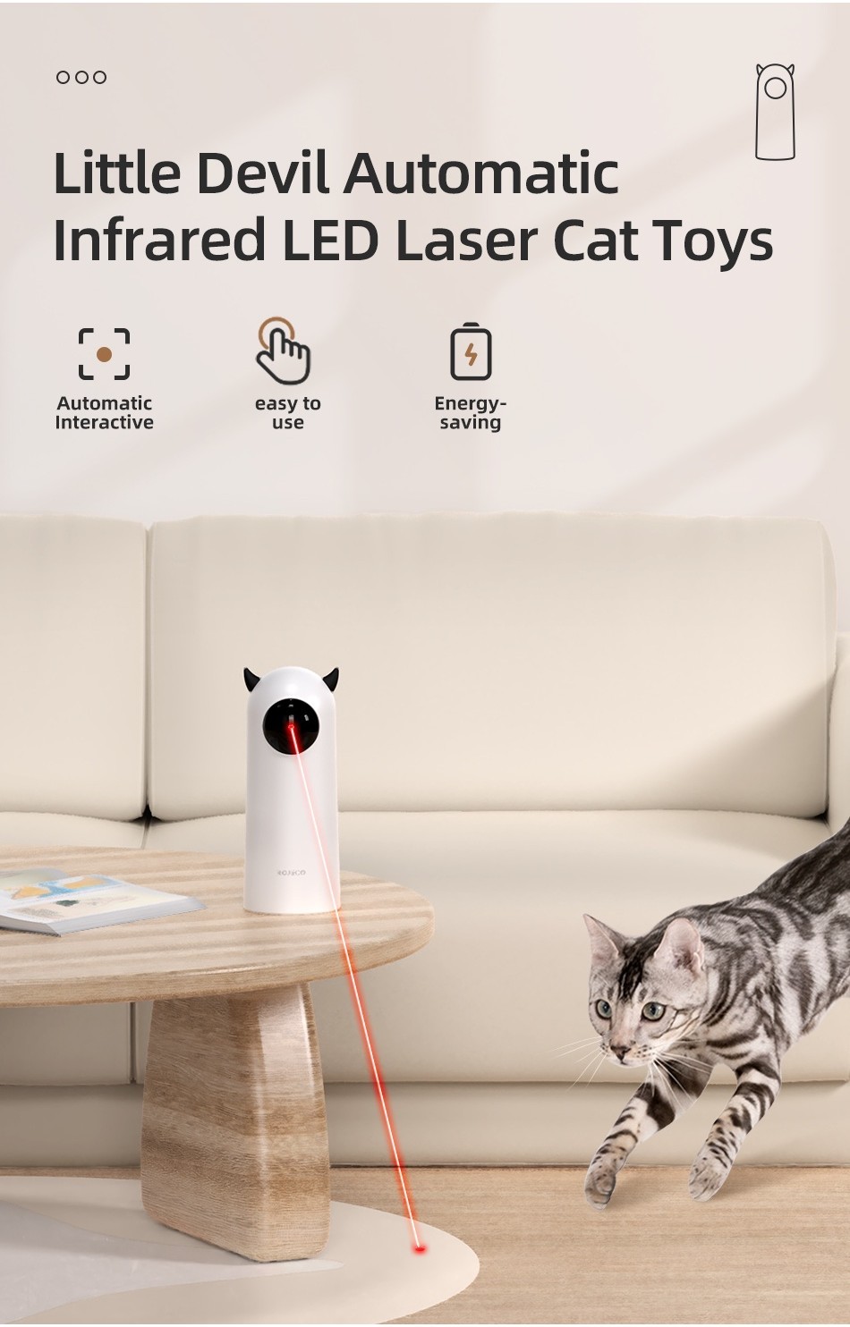 Laser Chase Toy Cats Automatic Interactive Laser Toy Robot Interactive ...