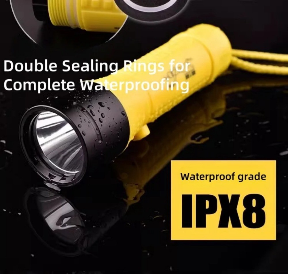 Professional Scuba Diving Flashlight IPX68 Waterproof Underwater 100m ...