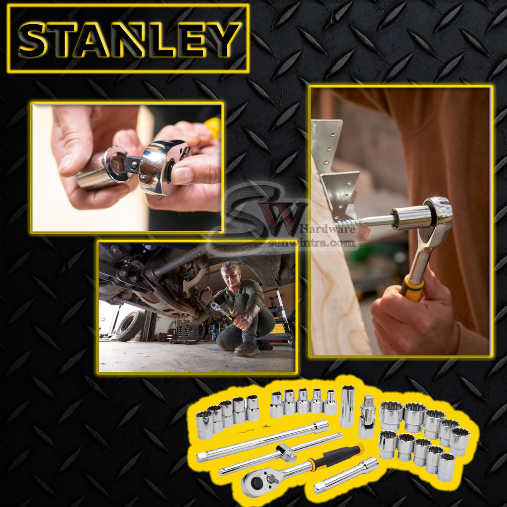 STANLEY 26PCS 1/2" DRIVE SOCKET SET 12 POINT #STMT45503 STMT 45-503 ...