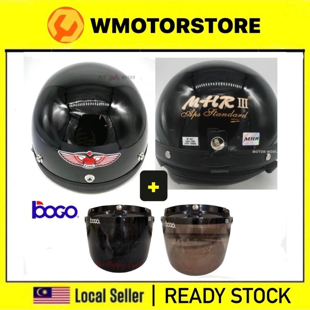 100% Original MHR III Steng Kura Kura Half Cut Helmet BOGO VISOR TINTED ...