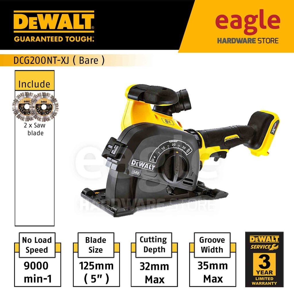 Dewalt Flexvolt DCG200NT-XJ 125mm ( 5" ) 54V Brushless Cordless Wall ...