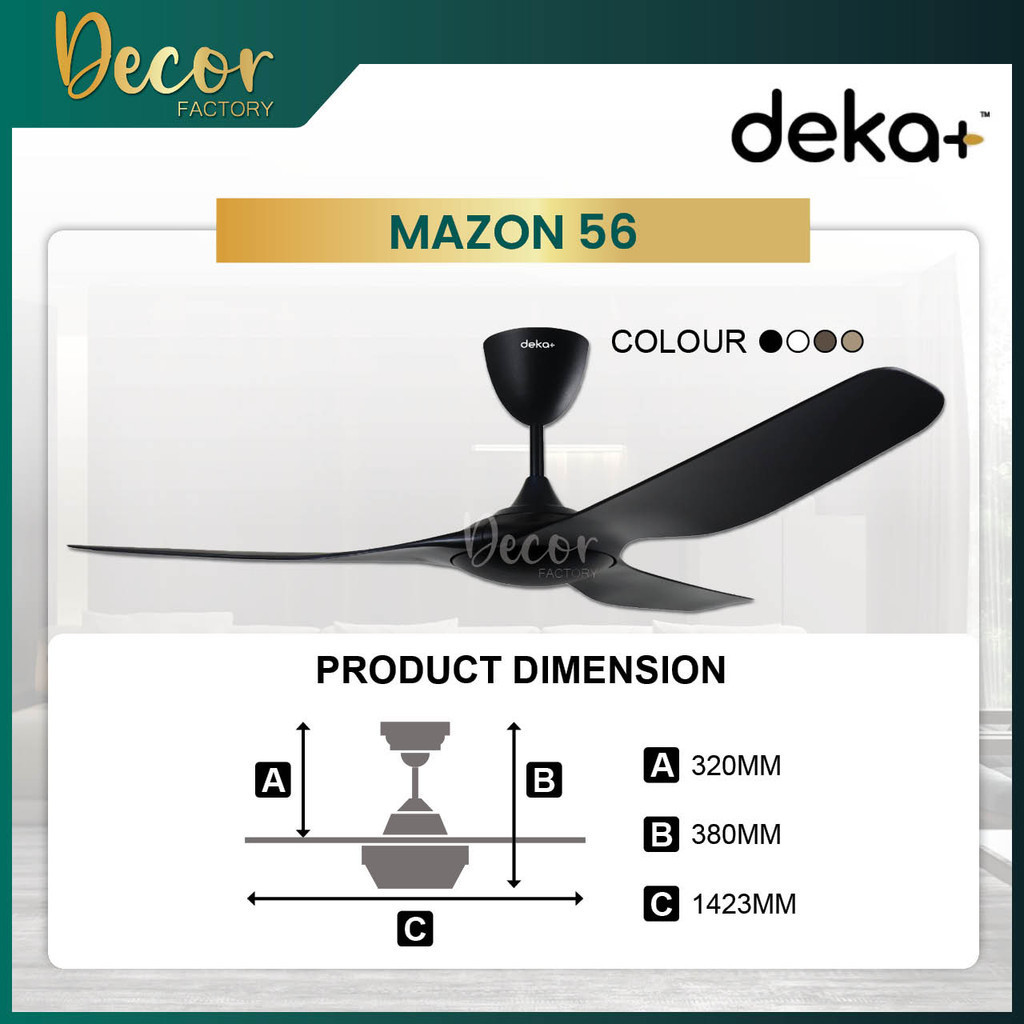 🔥NEW🔥 DEKA Fan DEKA+ MAZON 56'' 3 Blades 24 Speeds +Reverse Mode Remote ...