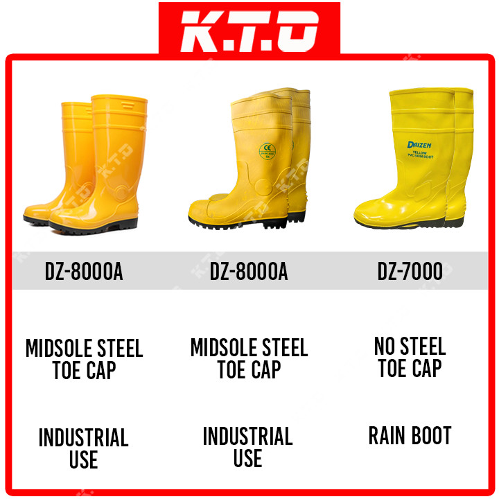 Safety Yellow Boot High Cut Midsole Steel Top Cap Nitrile PVC Oil ...