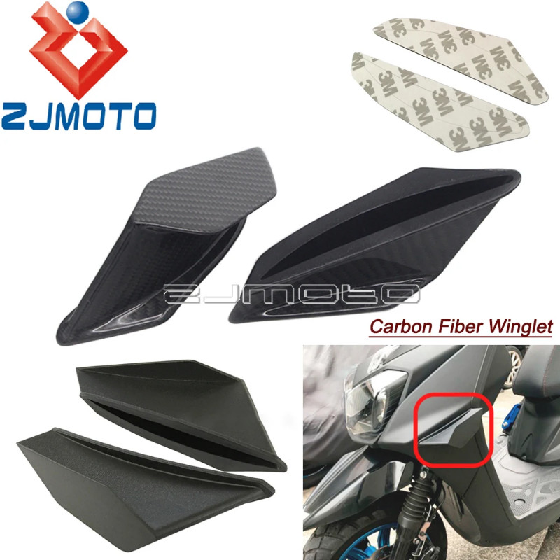 Black Motorcycle Spoiler Winglet Aerodynamic Wing Kit For Honda Yamaha ...