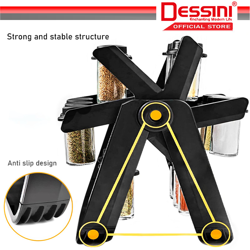 DESSINI ITALY 18 IN 1 Rotating Spice Tower Rack Glass Bottle Organiser ...