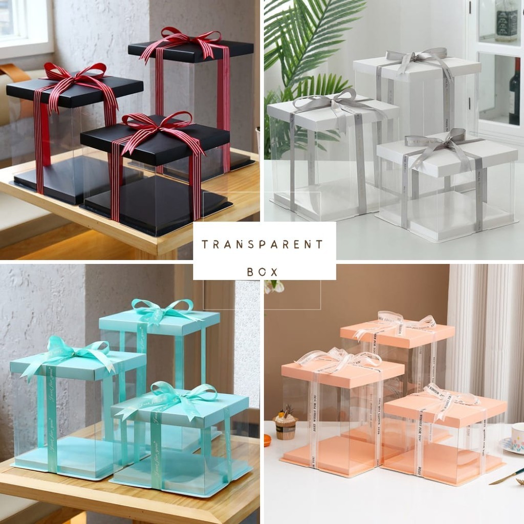 Rectangular Transparent Hantaran Box WITHOUT Ribbon l Round Transparent ...